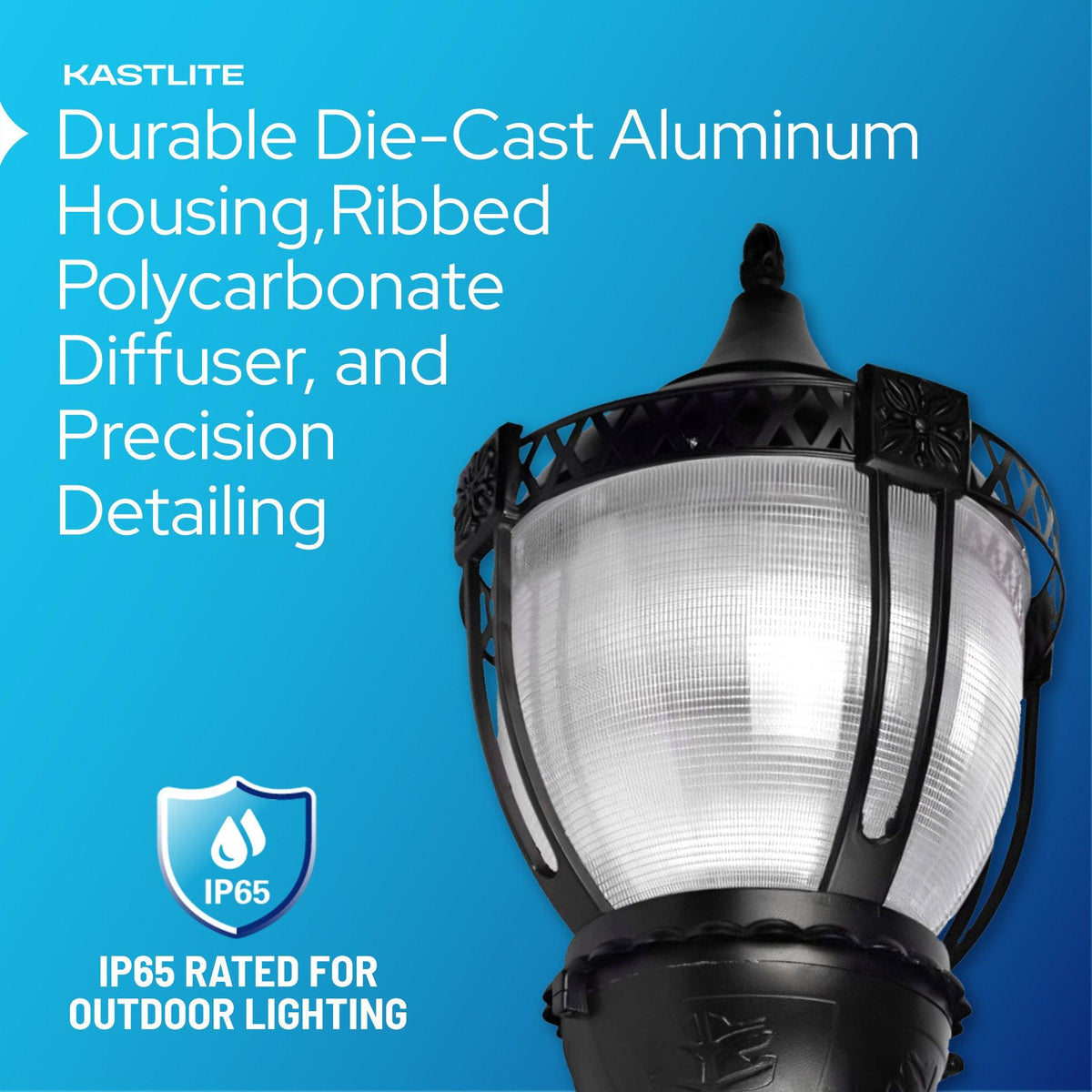 KastLite 3-Way Post Top LED Acorn Outdoor Light Fixture